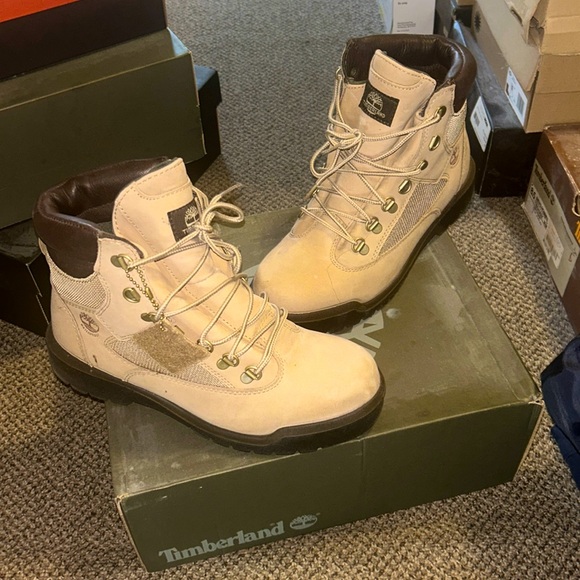 Timberland | Shoes | Timberland Field Boots Beige Olive Green | Poshmark